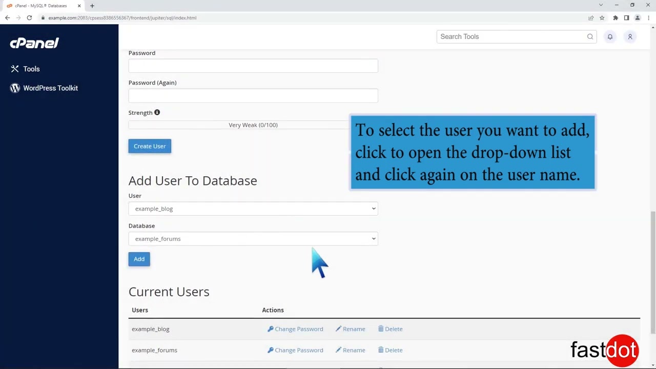 How To Add A User To A Database And Add Privileges In Cpanel