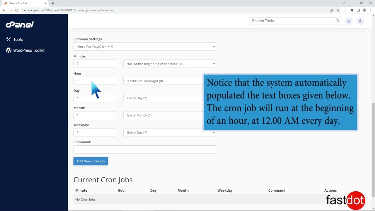 How to create Cronjob via cPanel