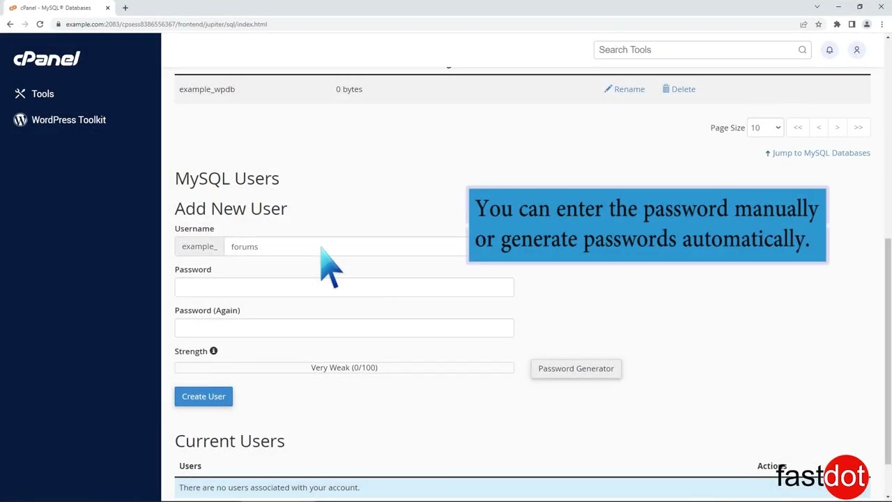 How To Create A Database Username In Cpanel